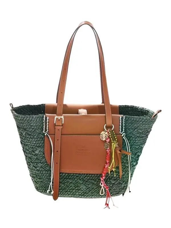 CUBA LAB Tropicana Woven Tote Bag - Green