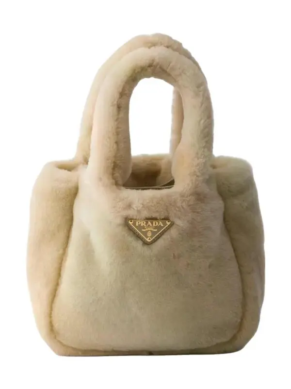 Prada Shearling Mini Handbag - Neutrals