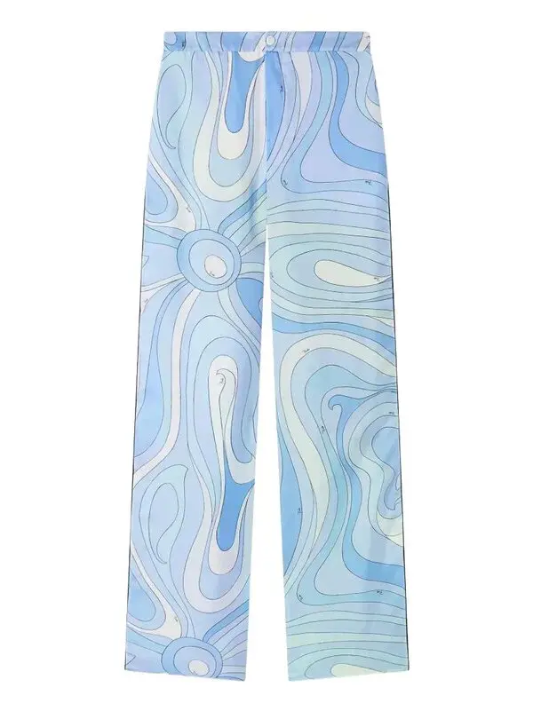 Emilio Pucci Marmo-print Silk Trousers - Blue