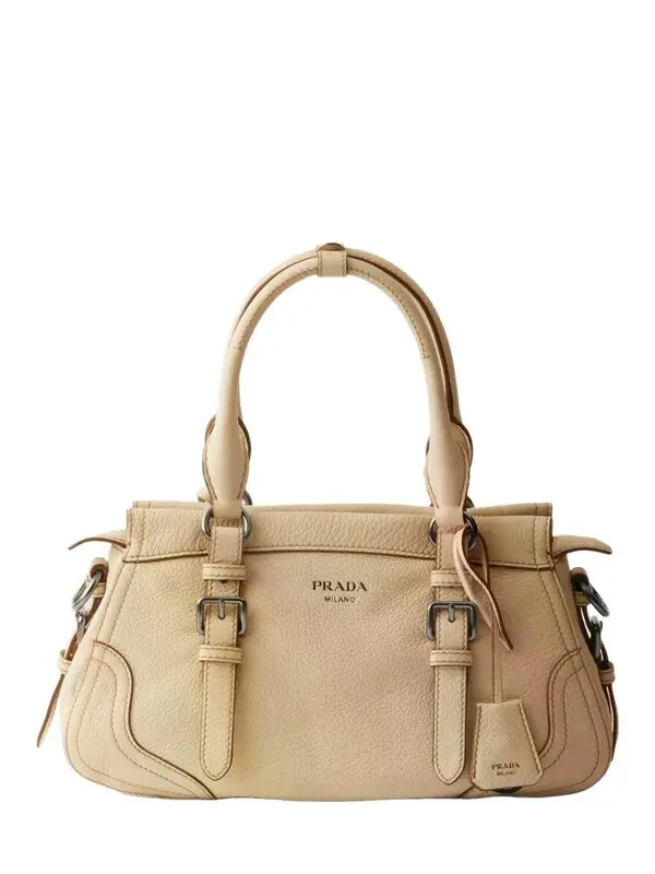 Prada Leather Tote Bag - Neutrals