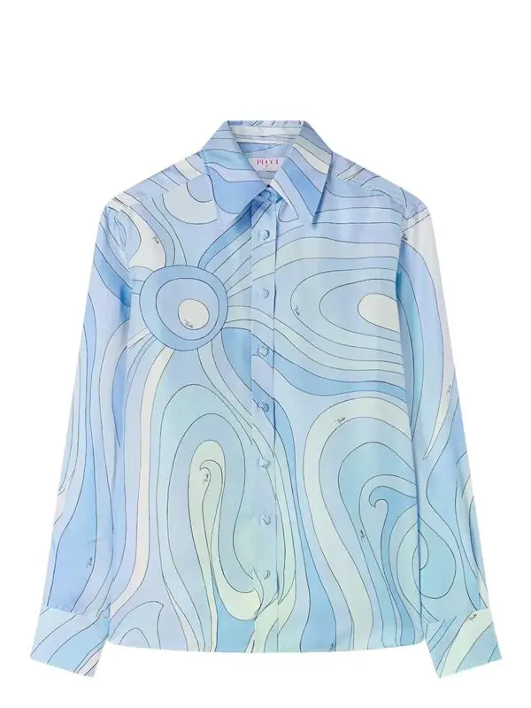 Emilio Pucci Marmo-print Silk Shirt - Blue