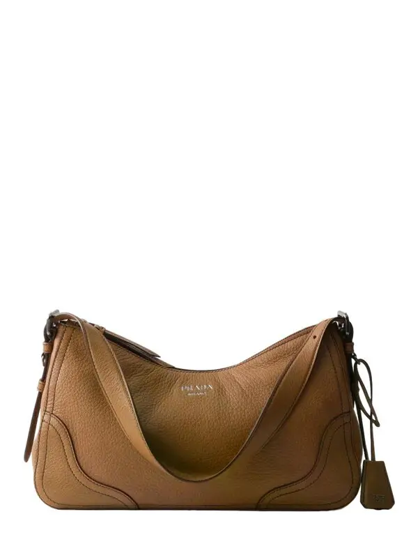 Prada Aimèe Large Leather Shoulder Bag - Brown
