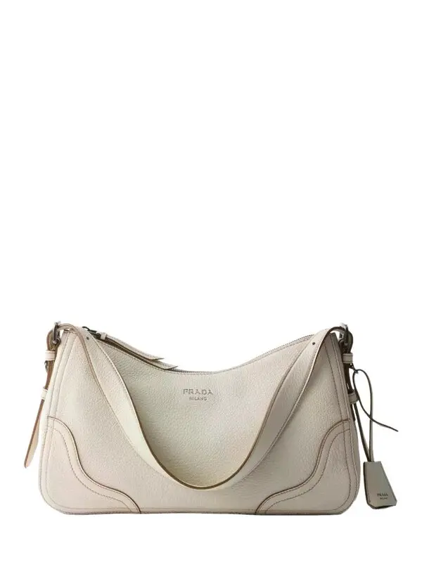 Prada Large Leather Shoulder Bag - Neutrals