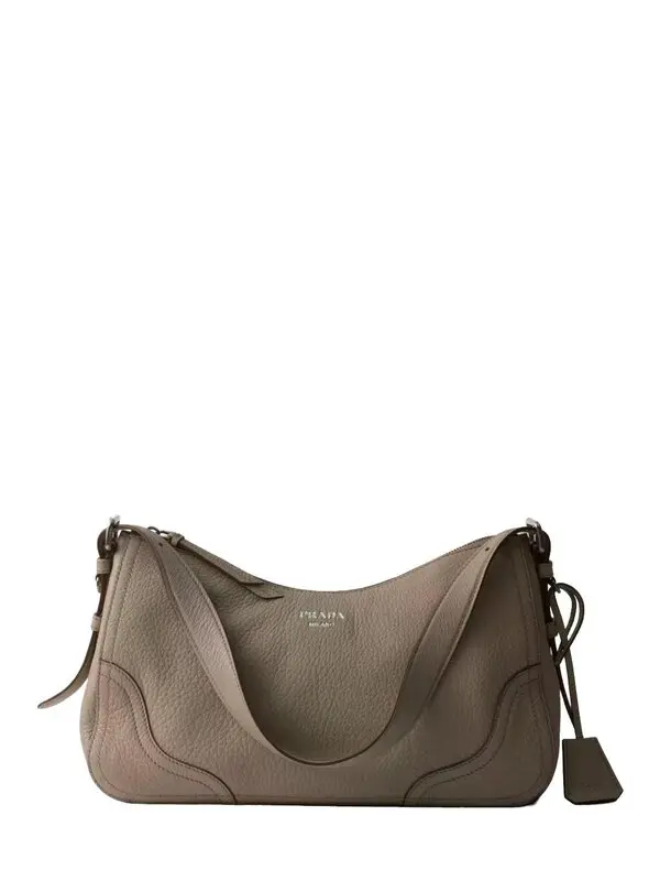 Prada Aimèe Large Leather Shoulder Bag - Grey
