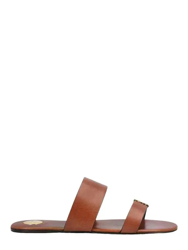 Saint Laurent Babylone Double-strap Calfskin Sandals - Brown