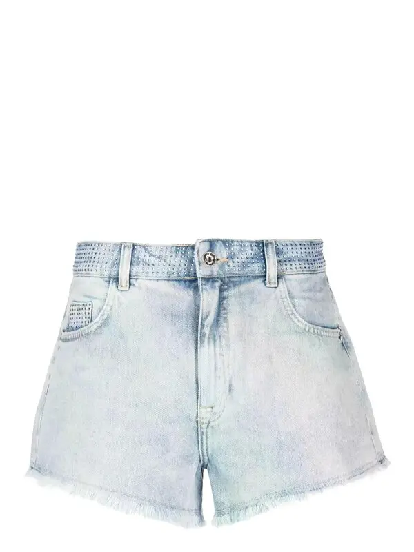 Patrizia Pepe Crystal-embellished Denim Shorts - Blue