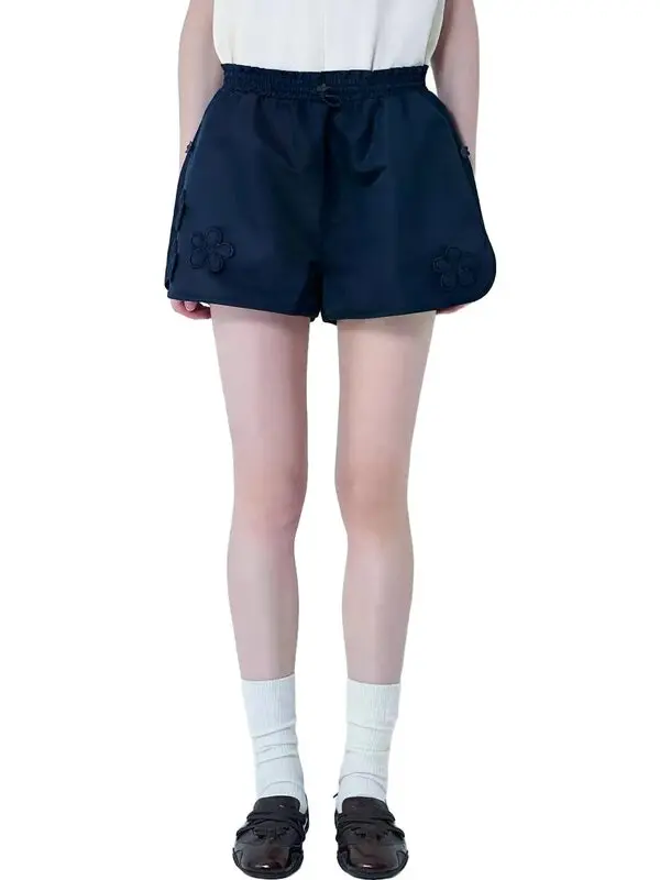 Cecilie Bahnsen Floral-embroidered Shorts - Blue