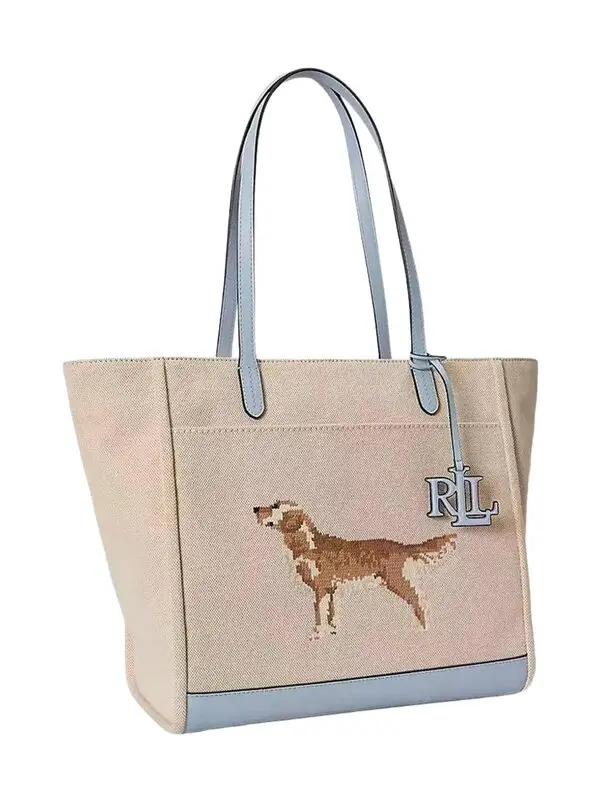 Ralph Lauren Large Cameryn Tote Bag With Dog Embroidery - Neutrals