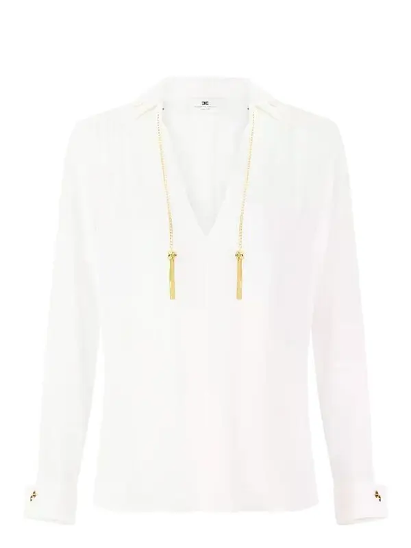 Elisabetta Franchi Jewelled Tassel Blouse - White