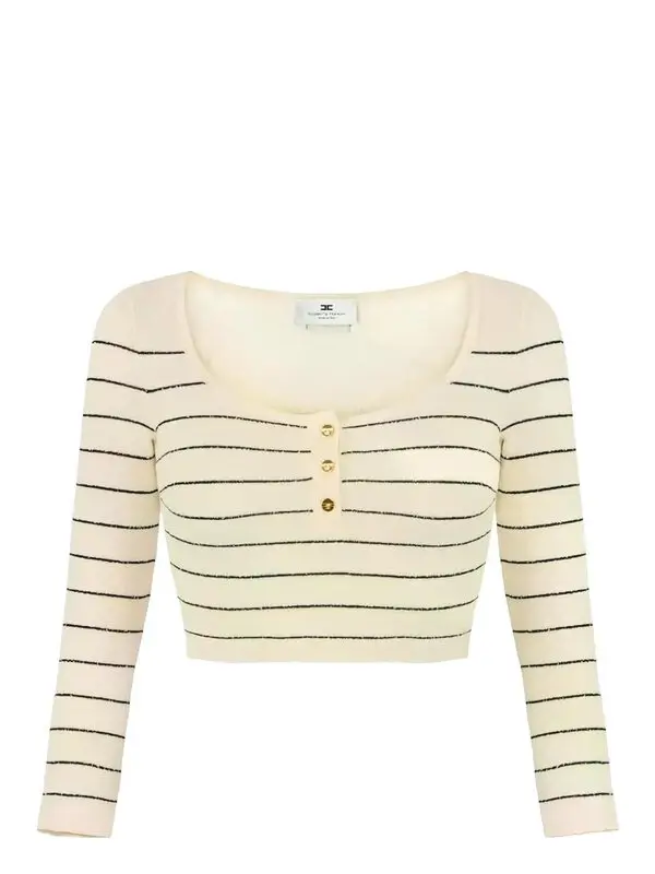 Elisabetta Franchi Striped Crop Jumper - Neutrals