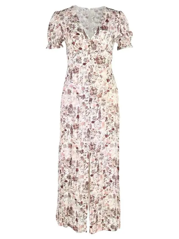 Diane Von Furstenberg Floral Print Puffed Sleeve Midi Dress - Pink