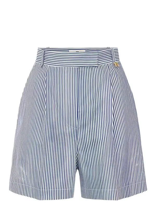 Elisabetta Franchi Striped Shorts With Logo Detail - Blue