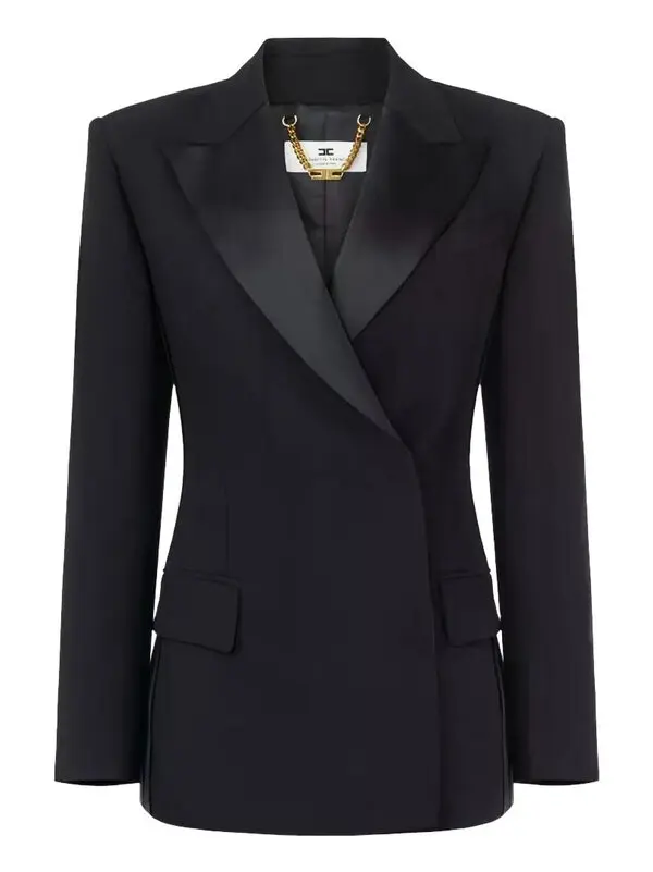 Elisabetta Franchi Satin-lapels Double-breasted Blazer - Black
