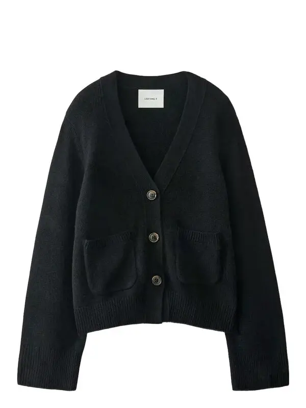 LISA YANG Button Pocket Cardigan - Black