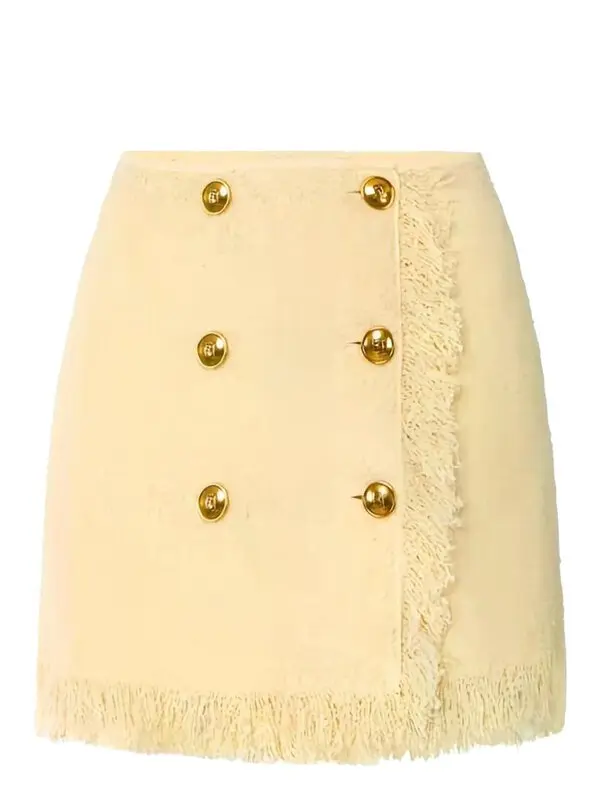 Elisabetta Franchi Bouclé Fringed Mini Skirt - Yellow