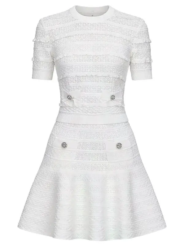 SELF-PORTRAIT Ruffled A-line Dress - White