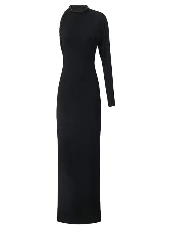 Elisabetta Franchi One-shoulder Embellished Maxi Dress - Black