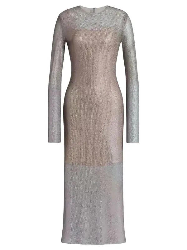 Alberta Ferretti Long-sleeve Sheer Dress - Grey