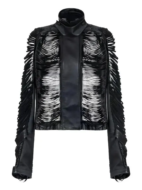 Elisabetta Franchi Fringed Leather Jacket - Black