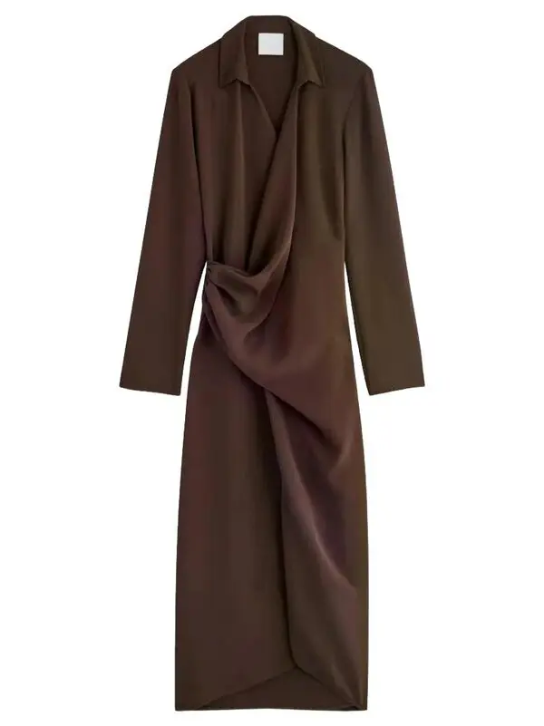 Paris Georgia Simone Draped-detail Midi Dress - Brown