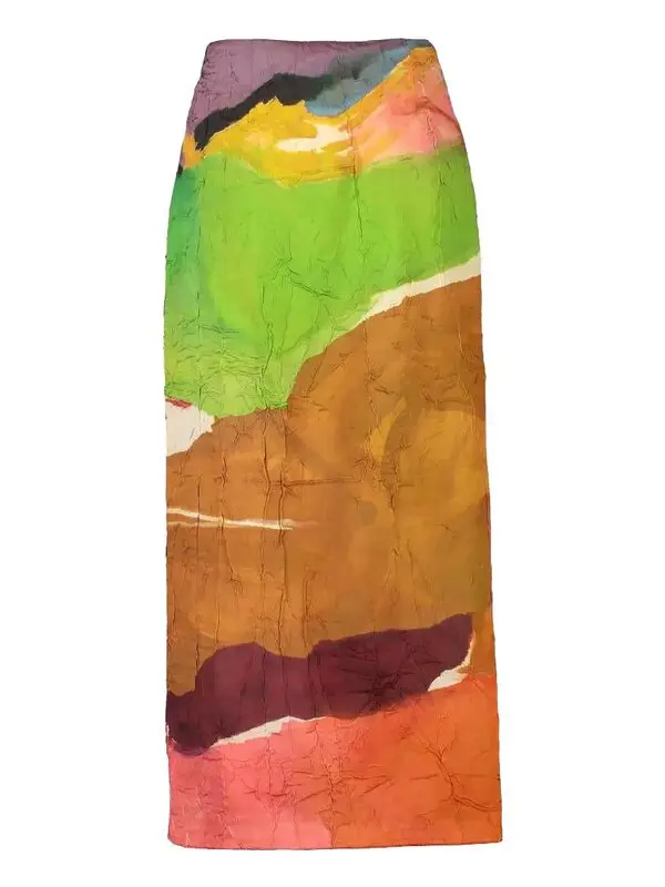 Ulla Johnson X Helen Frankenthaler Inez Geometric Midi Skirt - Brown