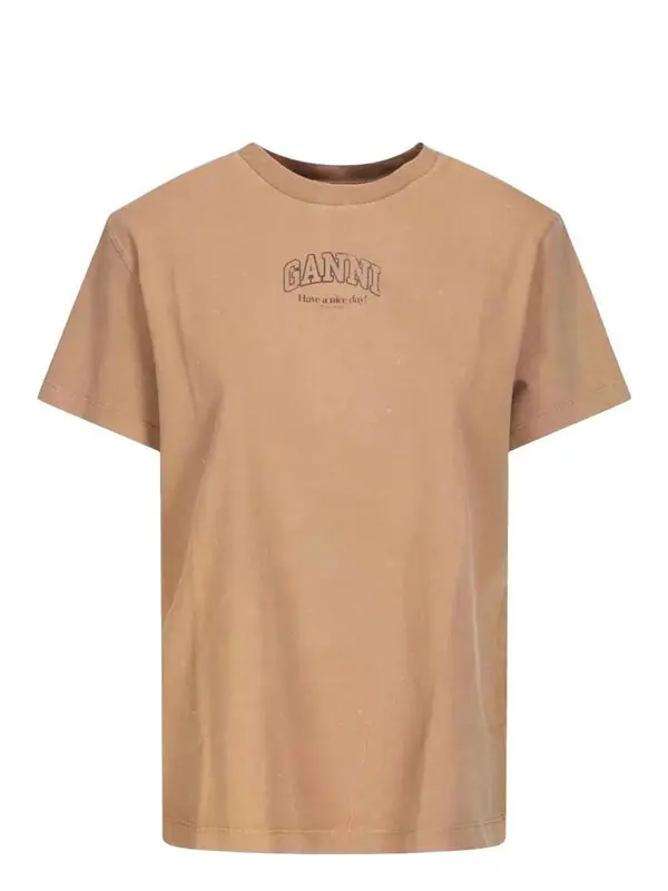 GANNI Essentials Washed-effect Tee - Neutrals