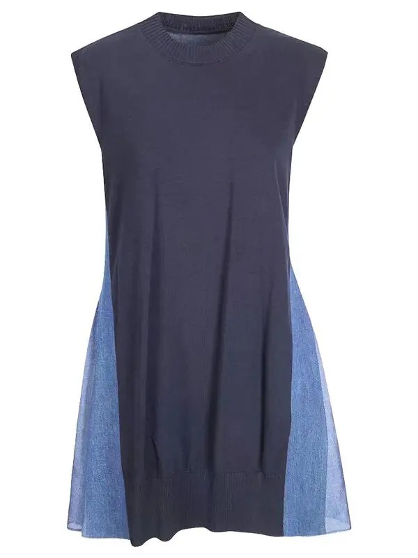 Sacai Denim Knit Mini Dress - Blue