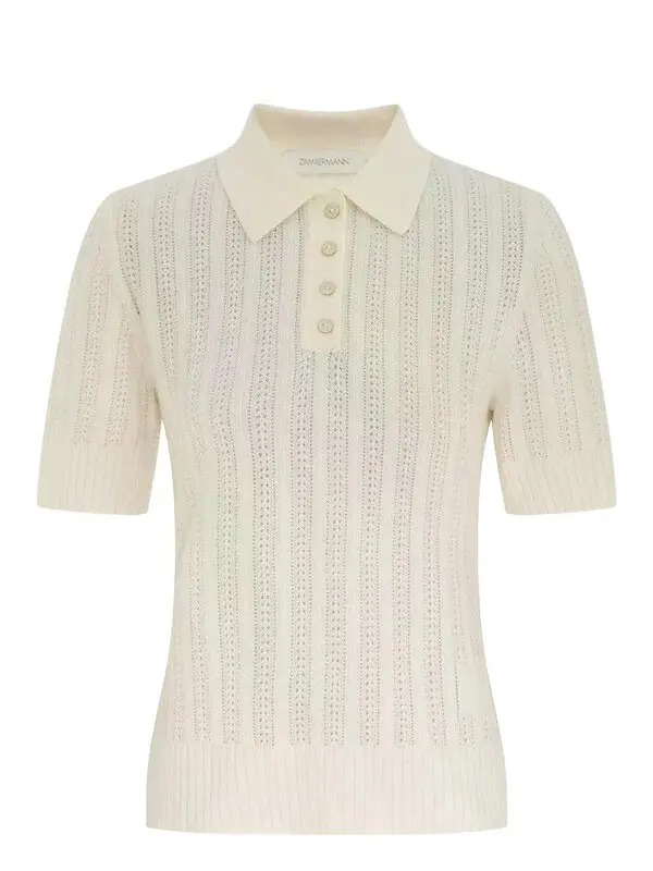 Zimmermann Ribbed Polo Top - Neutrals