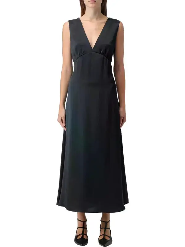 Max Mara V-neck A-line Dress - Black