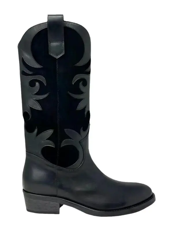 VIA ROMA 15 Venice Appliqué Boots - Black
