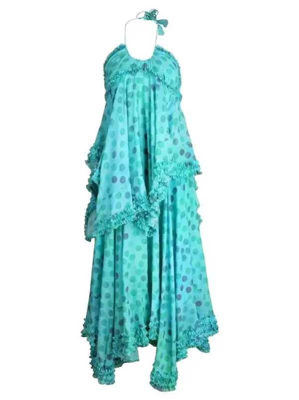 Alexis Sidi Ruffled Polka Dot Midi Dress - Blue