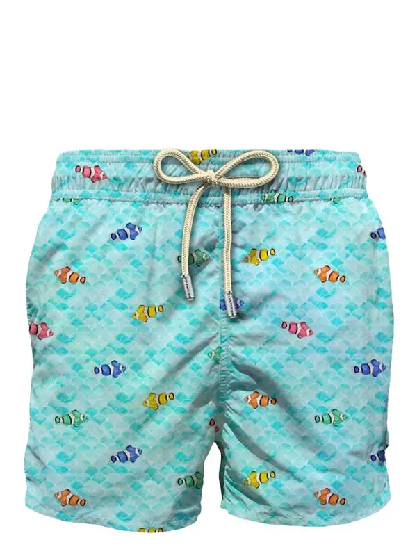 MC2 SAINT BARTH Fish-print Swim Shorts - Blue