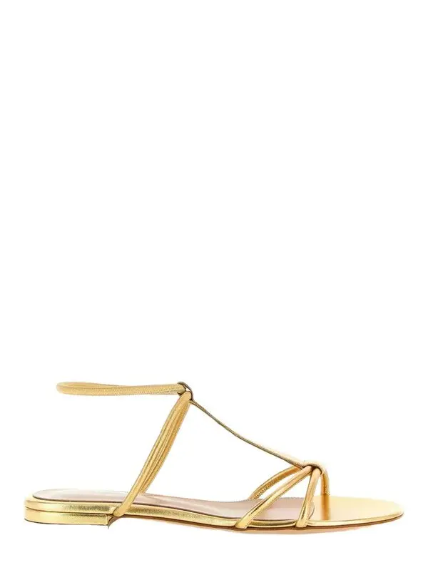 GIANVITO ROSSI Lilo Elastic Leather Sandals - Gold