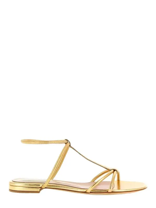 GIANVITO ROSSI Lilo Elastic Leather Sandals - Gold
