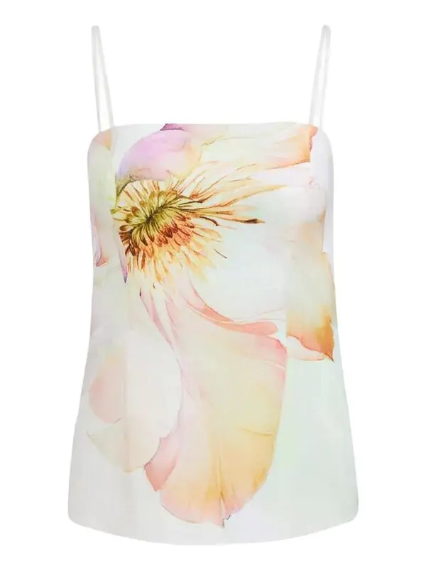 TOCCIN Claudelle Floral-print Sculpted Top - White