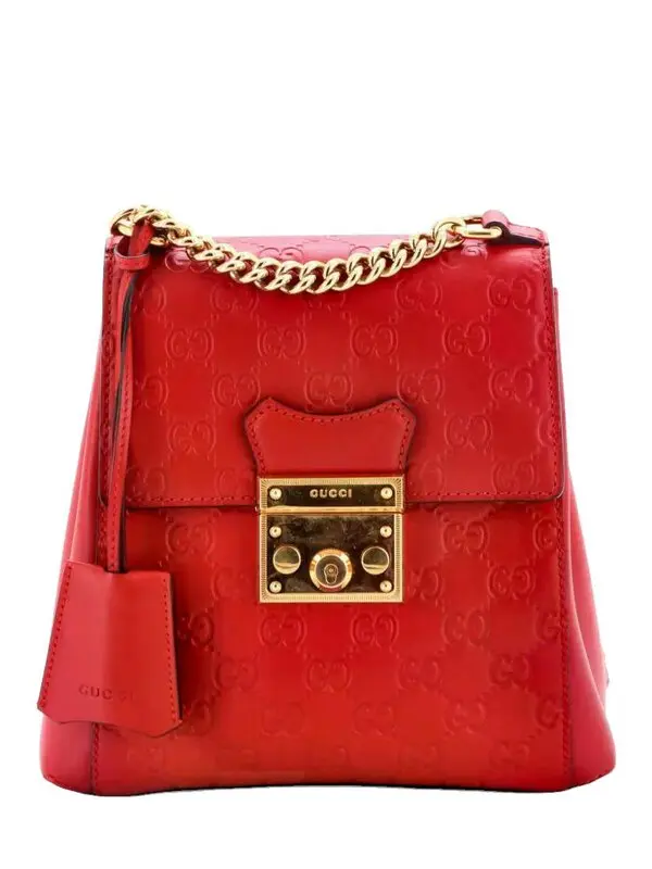 Gucci Padlock Sima Leather Mini Backpack - Red