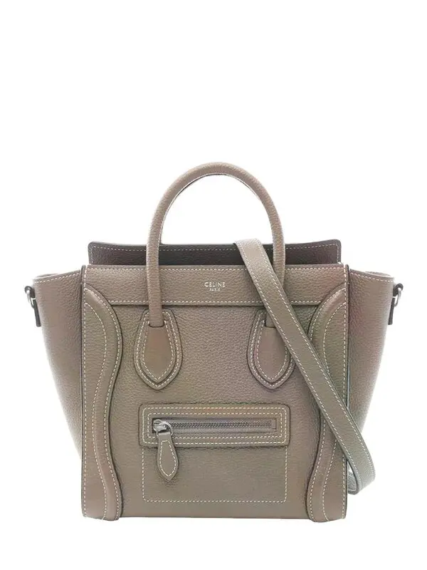Celine 2010-2026 Nano Leather Luggage Tote - Grey