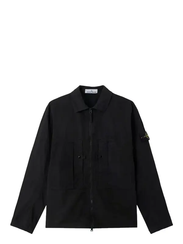 Stone Island 1200005 Mercerised Organic-cotton Ripstop Overshirt - Black