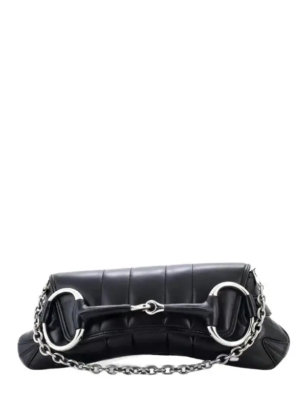 Gucci Horsebit Chain Shoulder Bag Quilted Leather - Black