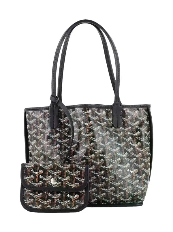 Goyard Anjou Reversible Tote Coated Canvas Mini Satchel - Black