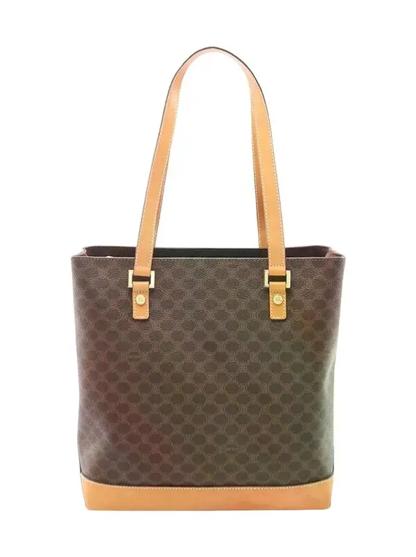Celine 20th Century Macadam Coated Canvas Tote - Brown
