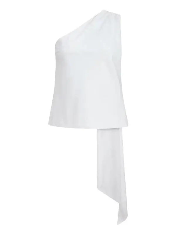 TOCCIN One-shoulder Cascade Top - White