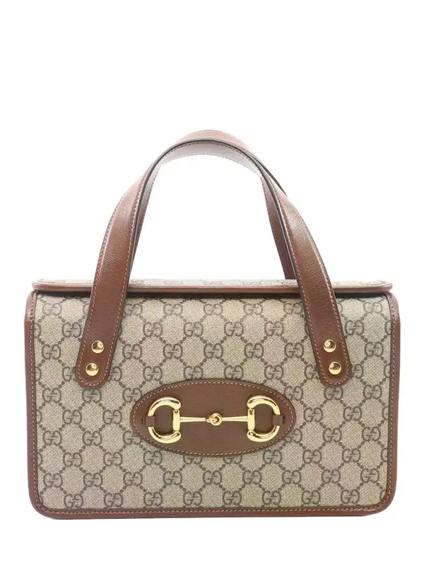 Gucci Gg Supreme Horsebit 1955 Satchel - Brown