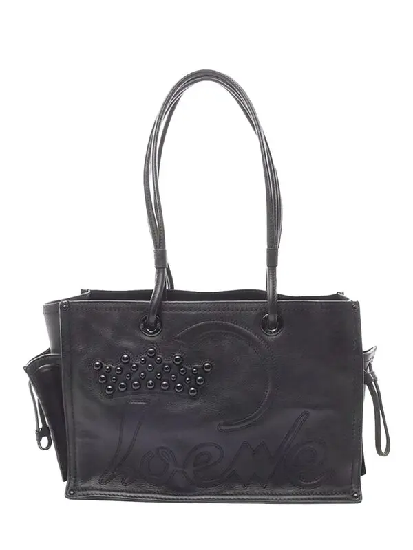 Loewe Leather Anagram Tote Bag - Black