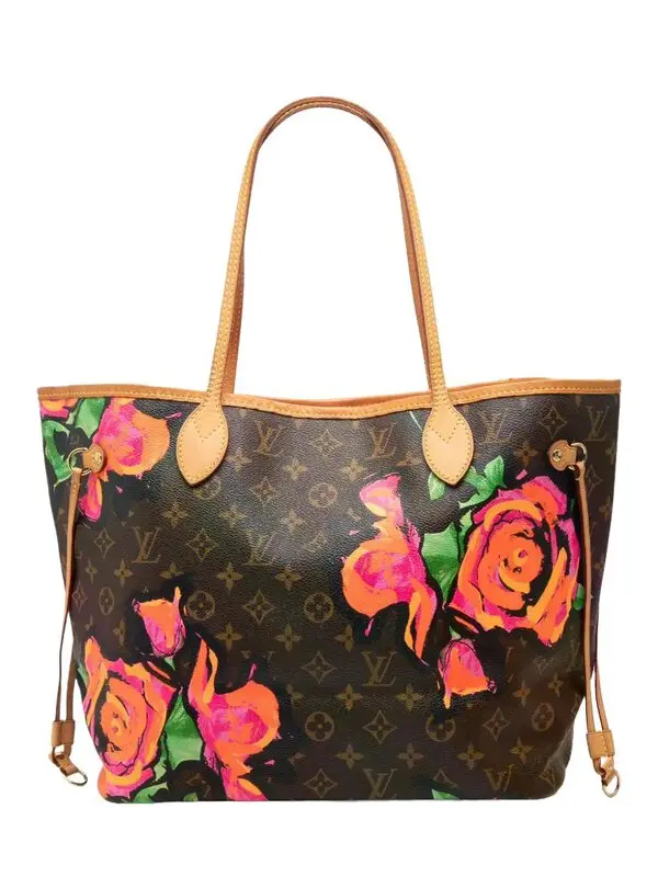 LOUIS VUITTON 2009 Monogram Roses Neverfull Mm Tote Bag - Brown
