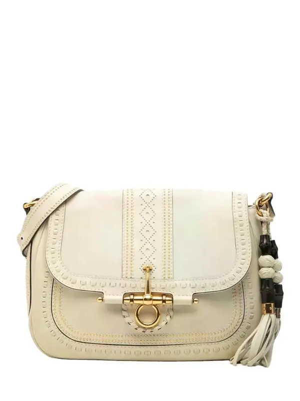 Gucci 2000-2015 Medium Leather Snaffle Bit Shoulder Bag - White