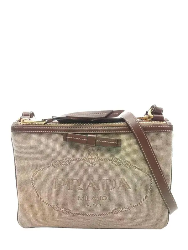 Prada 2010-2026 Canapa Logo Jacquard Crossbody Bag - Brown