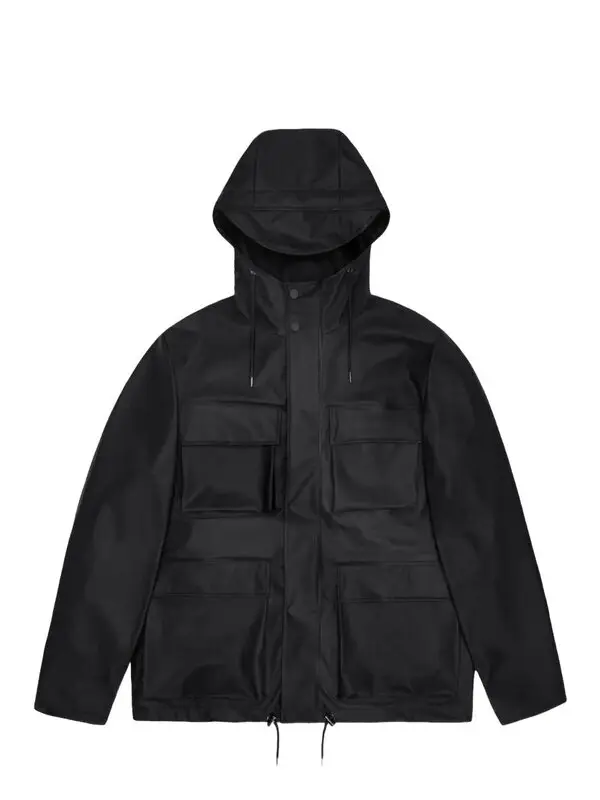 Rains Pocket Hooded Jacket - Black