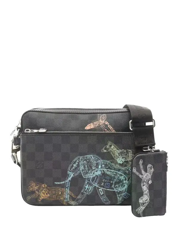 LOUIS VUITTON 2010-2026 Damier Graphite Animal Print Trio Messenger Bag - Black