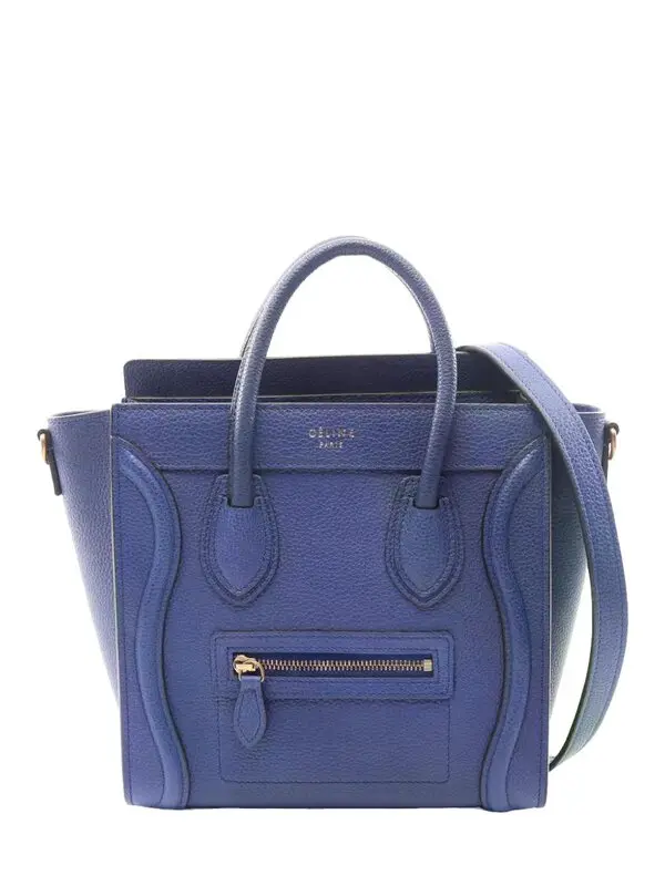 Celine Nano Leather Luggage Tote Satchel - Blue